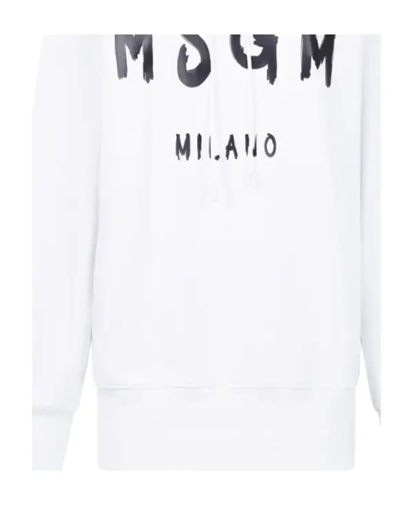 MSGM Logo Printed Cotton Hoodie - Black