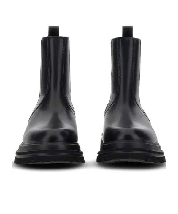Hogan Round Toe Chelsea Ankle Boots With Serrated Sole