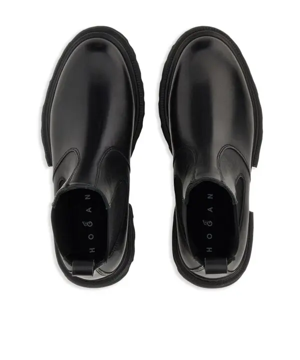 Hogan Round Toe Chelsea Ankle Boots With Serrated Sole