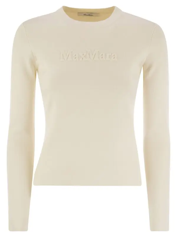 Max Mara Logo Embossed Crew Neck Long Sleeve Sweater