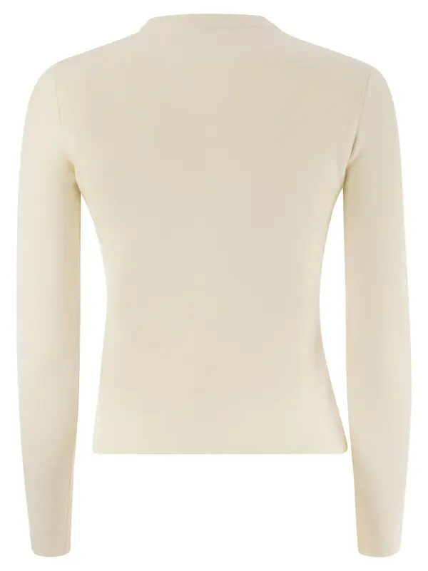 Max Mara Logo Embossed Crew Neck Long Sleeve Sweater