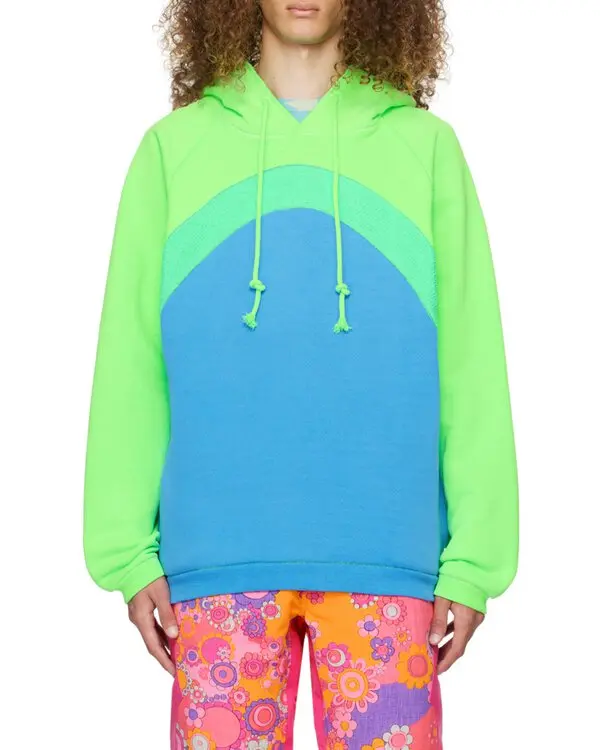 ERL Rainbow Knit-panelled Drawstring Hoodie