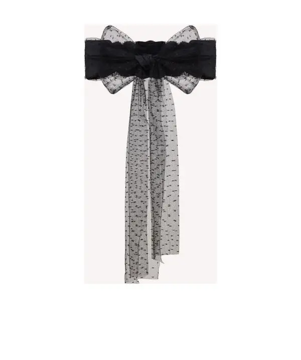 Red Valentino Bow Embellished Meshed Hair Clip - Gray