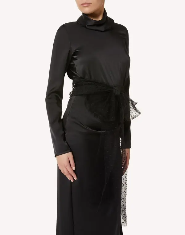 Red Valentino Polka Dot Tulle Belt - Gray