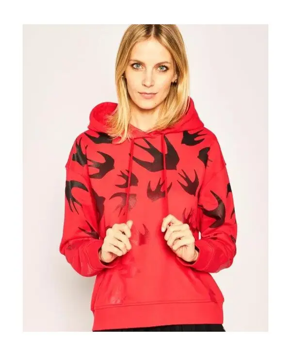Alexander McQueen Swallow Print Hooded Sweater