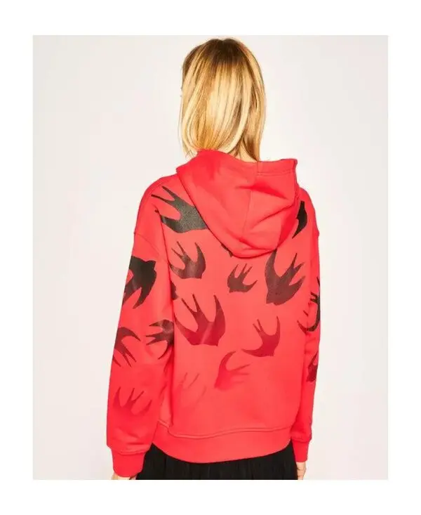 Alexander McQueen Swallow Print Hooded Sweater