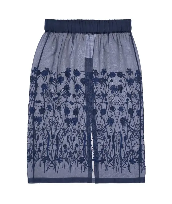 P.a.r.o.s.h Floral Embroidery Midi Skirt