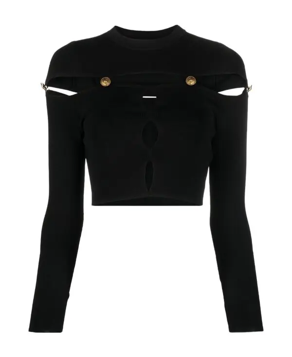 Versace Cut-out Long-sleeved Knitted Top
