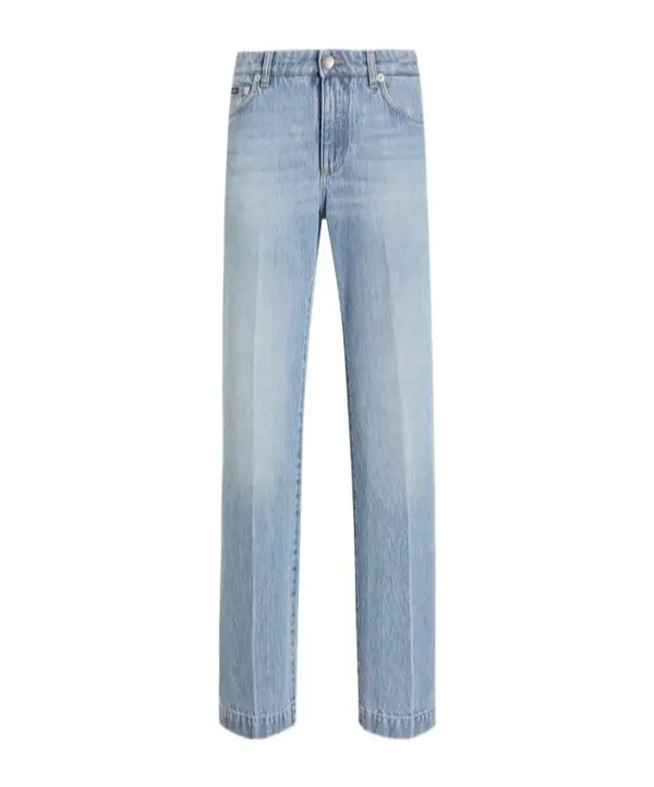 Dolce & Gabbana Pressed Pleat Loose Jeans - Blue