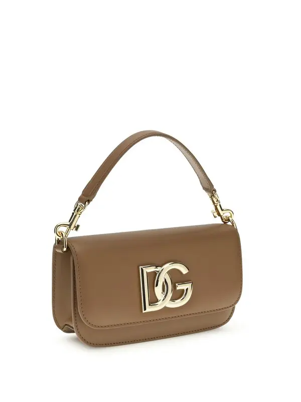 Dolce & Gabbana Small Shoulder Bag With Logo Plaque - Brown
