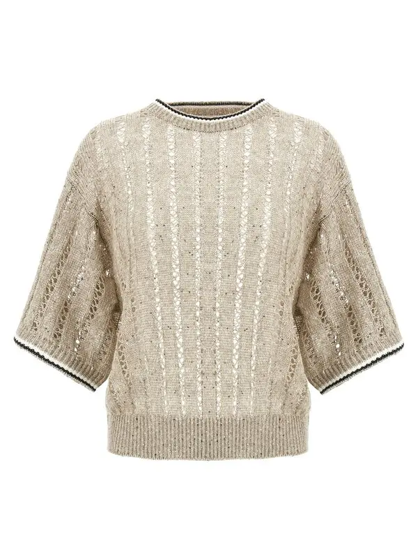 Brunello Cucinelli Dazzling Crewneck Jumper - Cold Beige