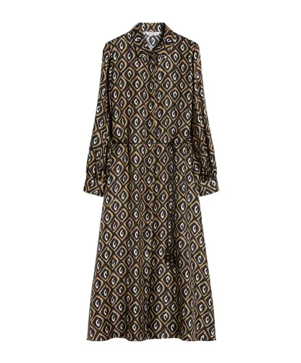 Max Mara Long Sleeve Printed Shirt Dress - Black