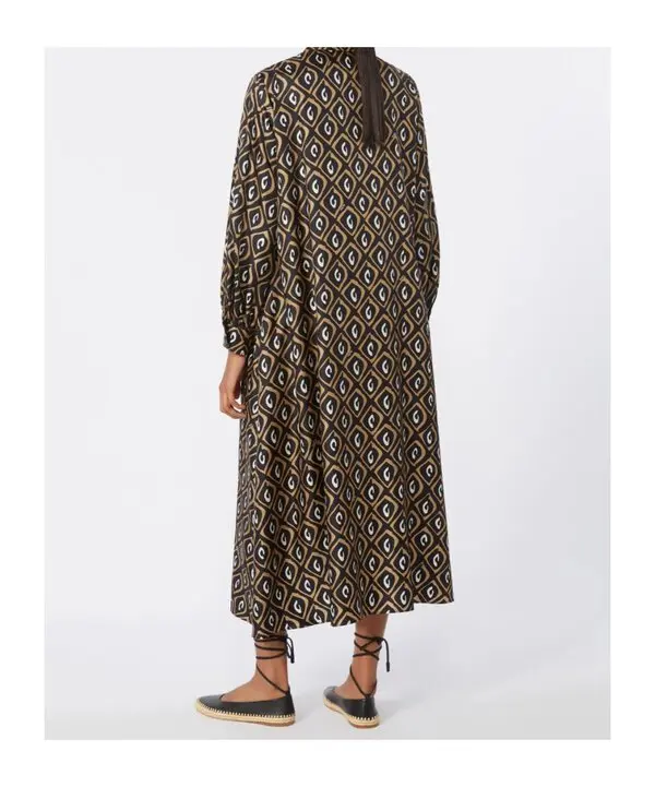 Max Mara Long Sleeve Printed Shirt Dress - Black