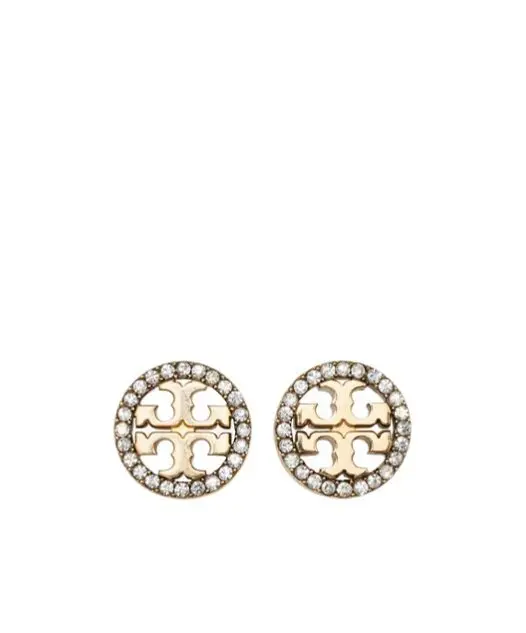 Tory Burch Crystal-embellished Logo-detail Necklace And Earrings Set - Yellow