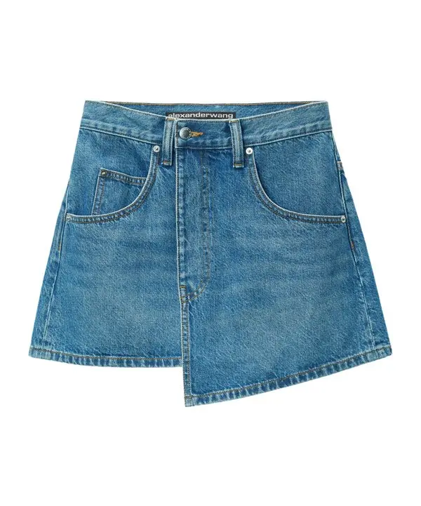Alexander Wang Distressed Denim Wrap Skirt - Denim Blue