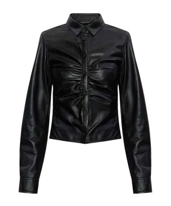 Balenciaga Ruched Long-sleeve Shirt