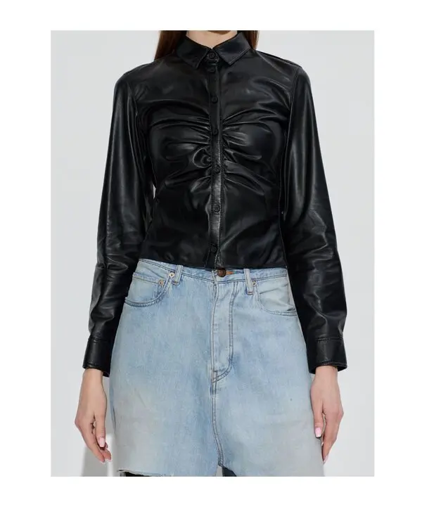 Balenciaga Ruched Long-sleeve Shirt