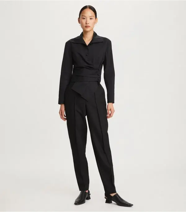 Tory Burch High-waist Tapered Tailored Trousers - Black