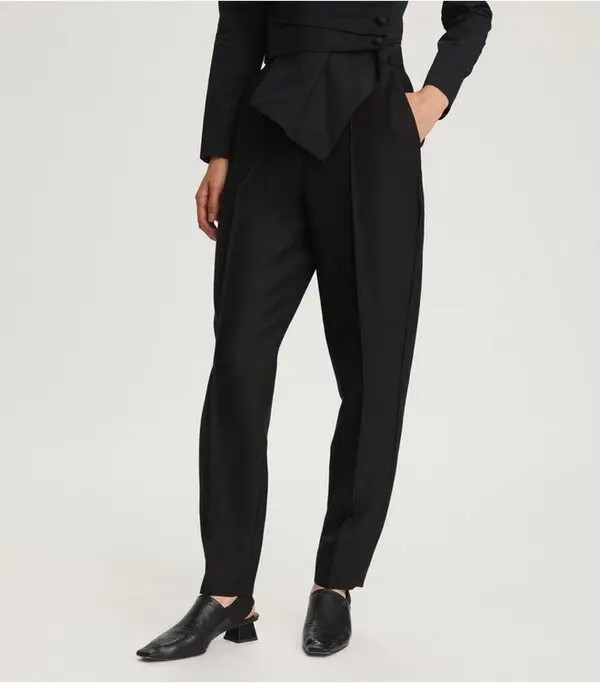 Tory Burch High-waist Tapered Tailored Trousers - Black