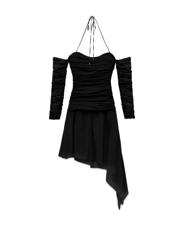 Blumarine Sheer Gathered Asymmetric Dress