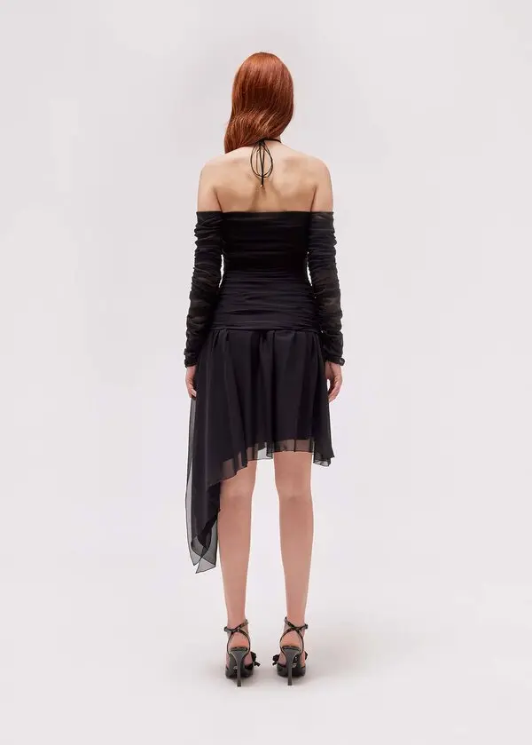 Blumarine Sheer Gathered Asymmetric Dress