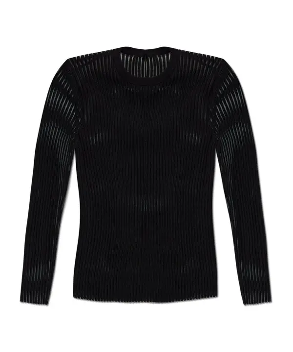 Helmut Lang Spaced Sheer Crewneck Top - Black