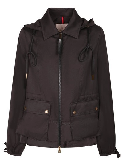 Moncler Adenium Hooded Coat With Logo Patch - Black
