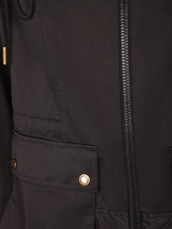 Moncler Adenium Hooded Coat With Logo Patch - Black