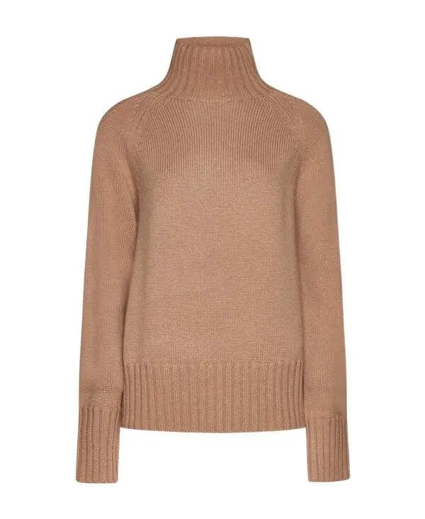 Max Mara High Neck Wool Blended Sweater - Brown