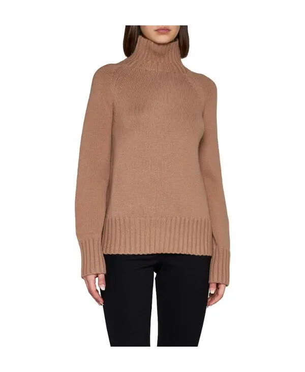 Max Mara High Neck Wool Blended Sweater - Brown