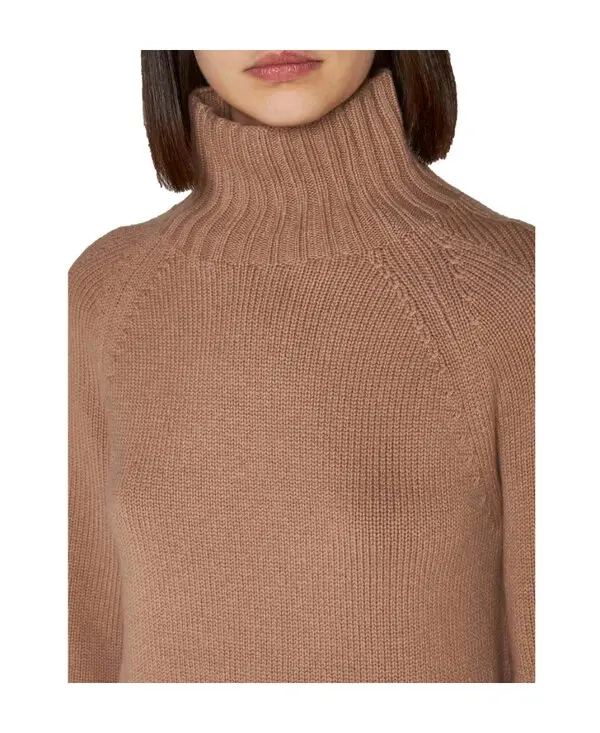 Max Mara High Neck Wool Blended Sweater - Brown