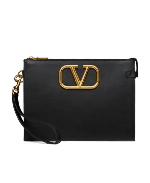 Valentino Garavani Vlogo Signature Zipped Clutch Bag - Black