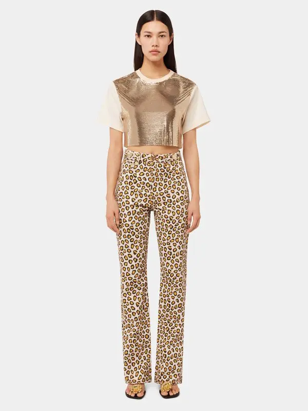 Rabanne Cropped T-shirt With Chainmail Effect