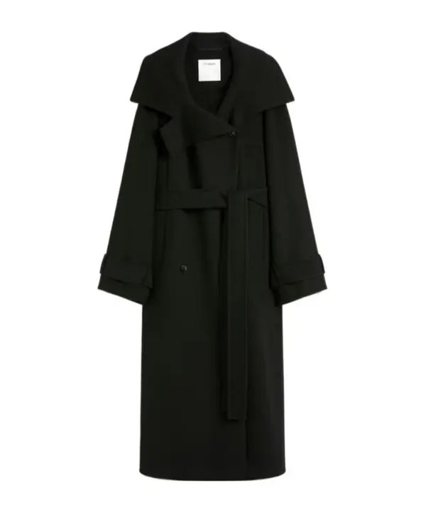 Sportmax Yole Double-breasted Belted Long Coat - Black
