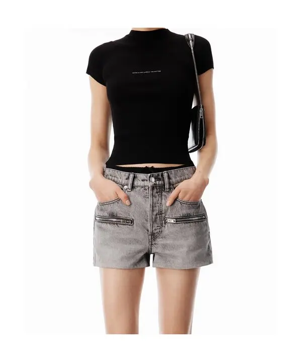 Alexander Wang Ribbed Logo T-shirt - Black