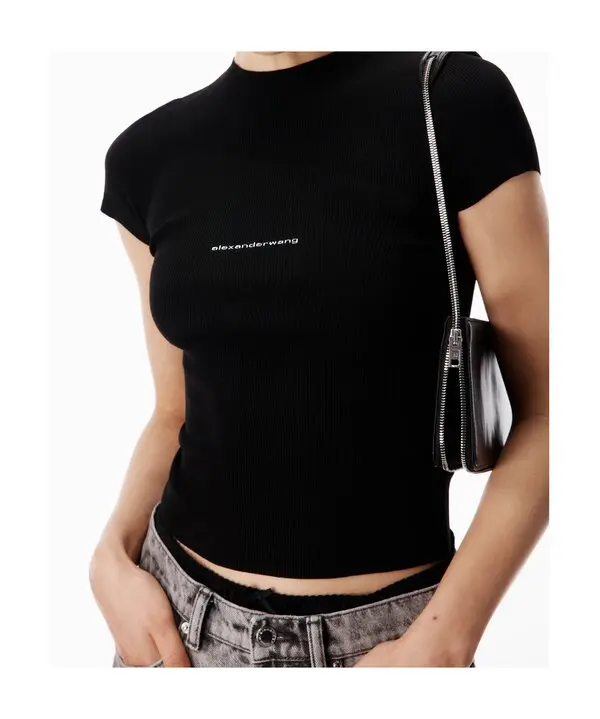 Alexander Wang Ribbed Logo T-shirt - Black