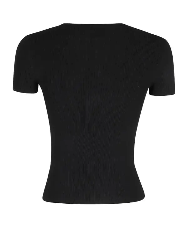 Alexander Wang Logo Ribbed Knit Top - Black