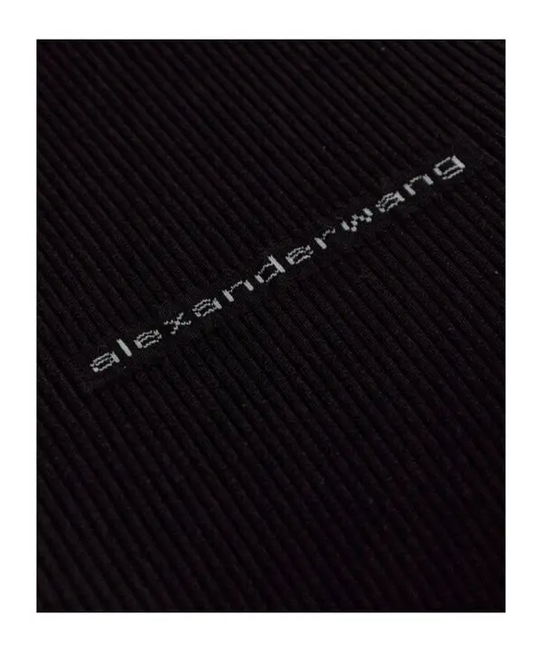 Alexander Wang Logo Ribbed Knit Top - Black