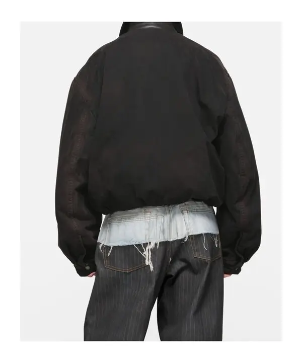 Acne Studios Garment-dyed Cotton Bomber Jacket With Leather Collar