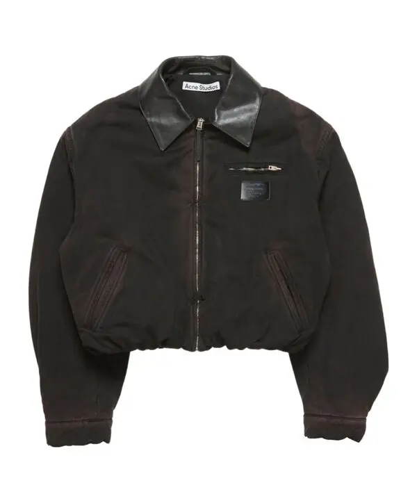 Acne Studios Garment-dyed Cotton Bomber Jacket With Leather Collar - No