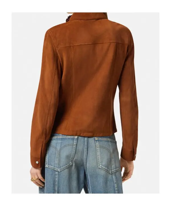 Versace Floral Embellished Suede Jacket