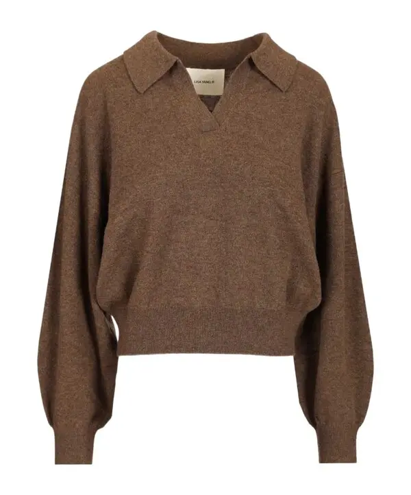 LISA YANG Katriel Polo Knitted Sweater - Brown