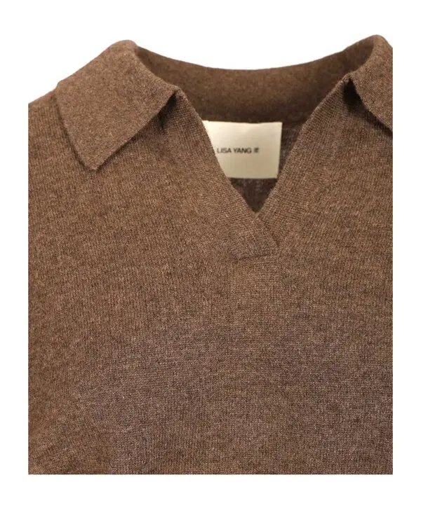LISA YANG Katriel Polo Knitted Sweater - Brown