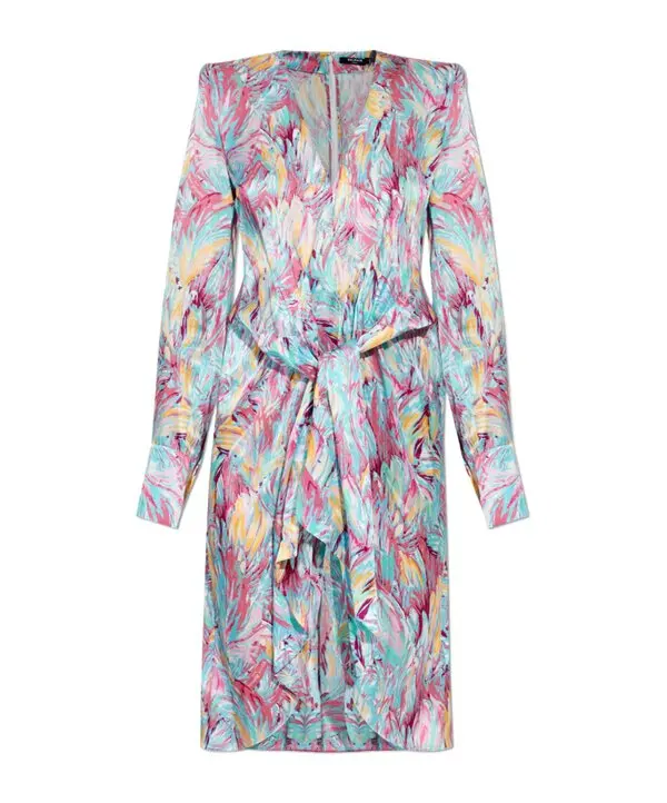 Balmain Floral Printed Long-sleeved Dress