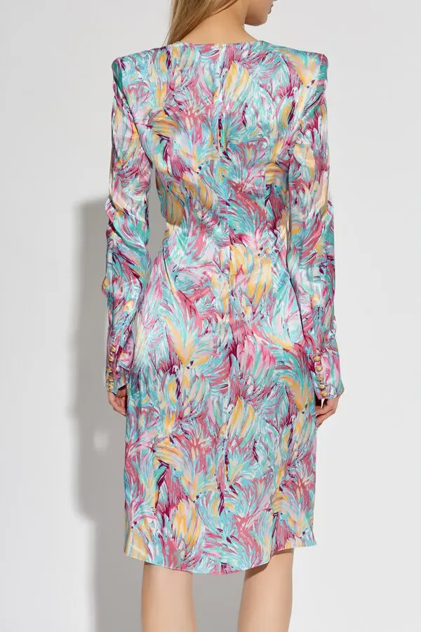 Balmain Floral Printed Long-sleeved Dress