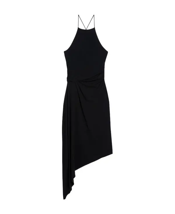 Celine Asymmetrical Draped Viscose Jersey Dress