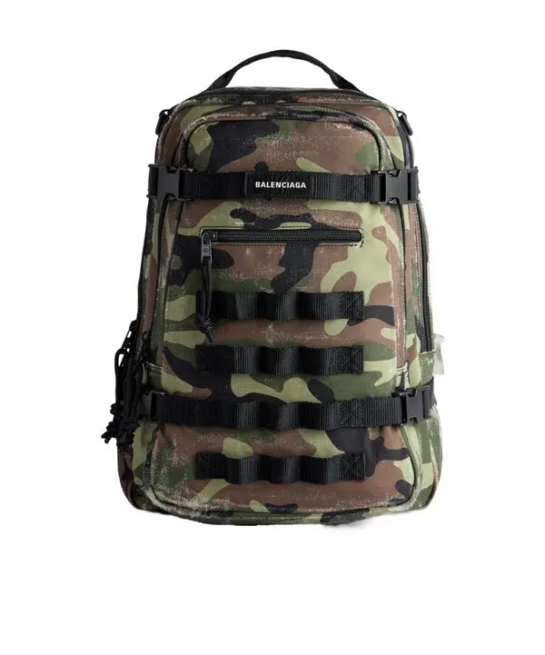 Balenciaga Camo Printed Army Space Small Backpack - Dark Green