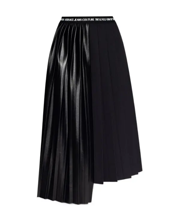 Versace Asymmetric Pleated Skirt With Logo Waistband