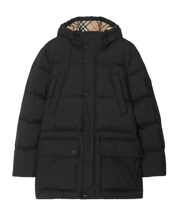 Burberry Long Sleeved Hooded Down Jacket - Black