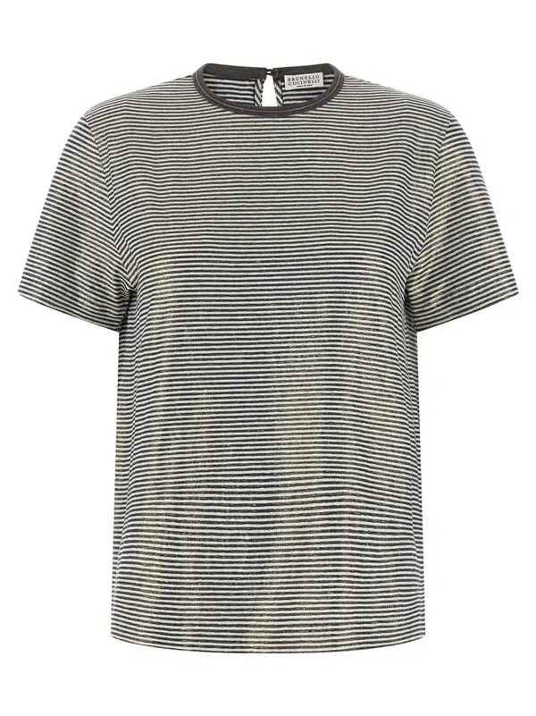 Brunello Cucinelli Striped Metallic T-shirt